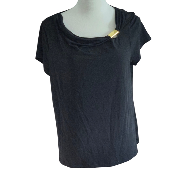 212 Collection | Tops | 22 Collection Womens L Black Short Sleeve Top ...